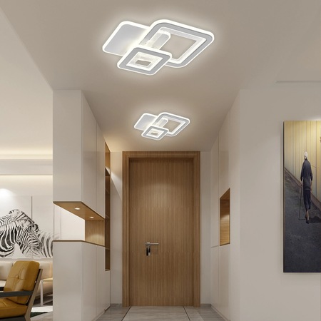 Lustra LED SQUARE 34W, 3 Patrate, lumina Rece/Calda/Neutra, Alb - eMAG.ro