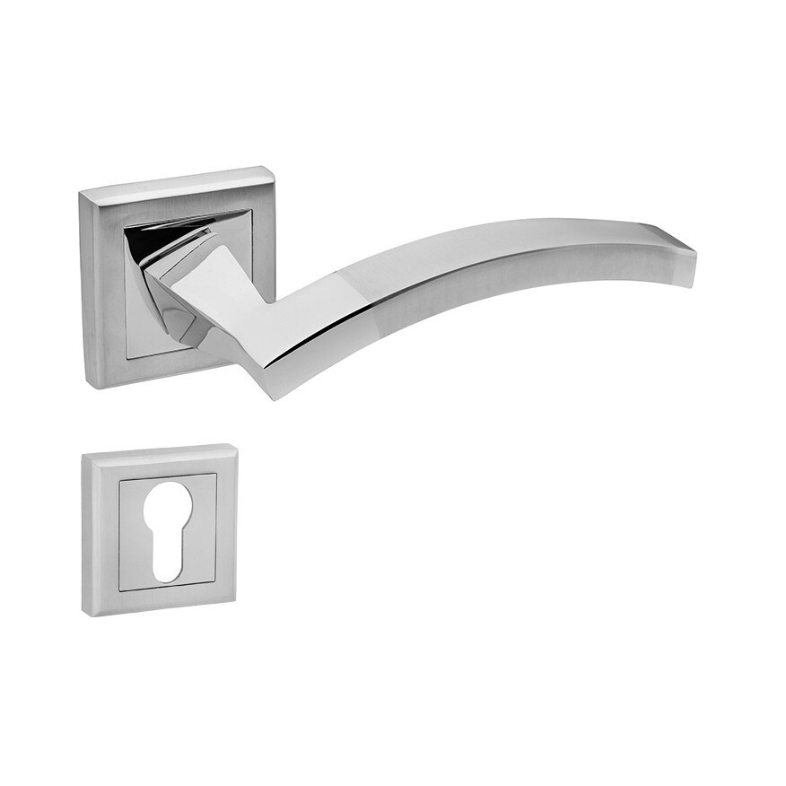 Set manere usa ARCO cu rozeta patrata pentru cheie, crom satinat 1 ...