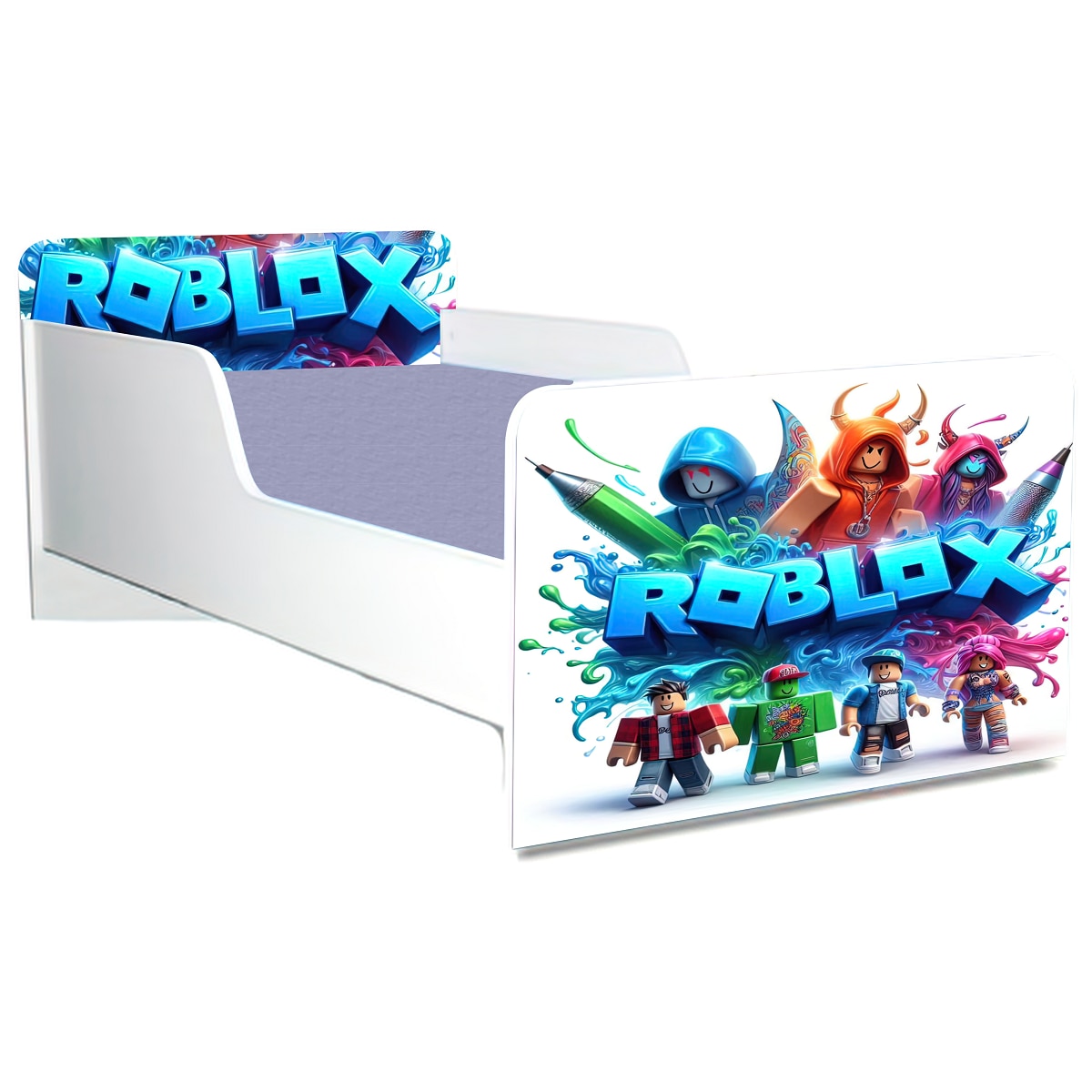 Pat Roblox, 140x70 cm, cu protectie si saltea inclusa - eMAG.ro