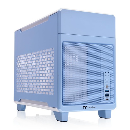 Carcasa mini tower Thermaltake Tr100, super compact, albastru hortensie ...