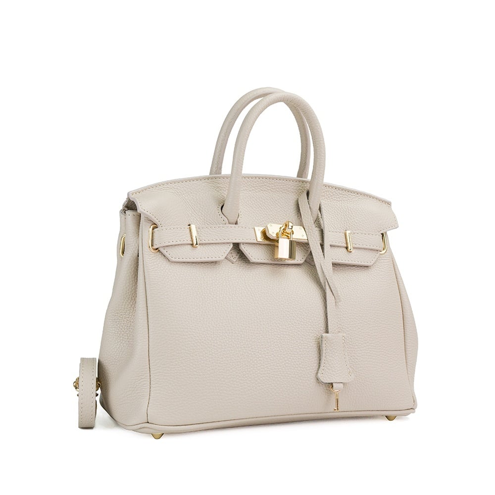 Poseta Piele Mini Edith - Bej, Geanta Casual din Piele Naturala, Geanta ...