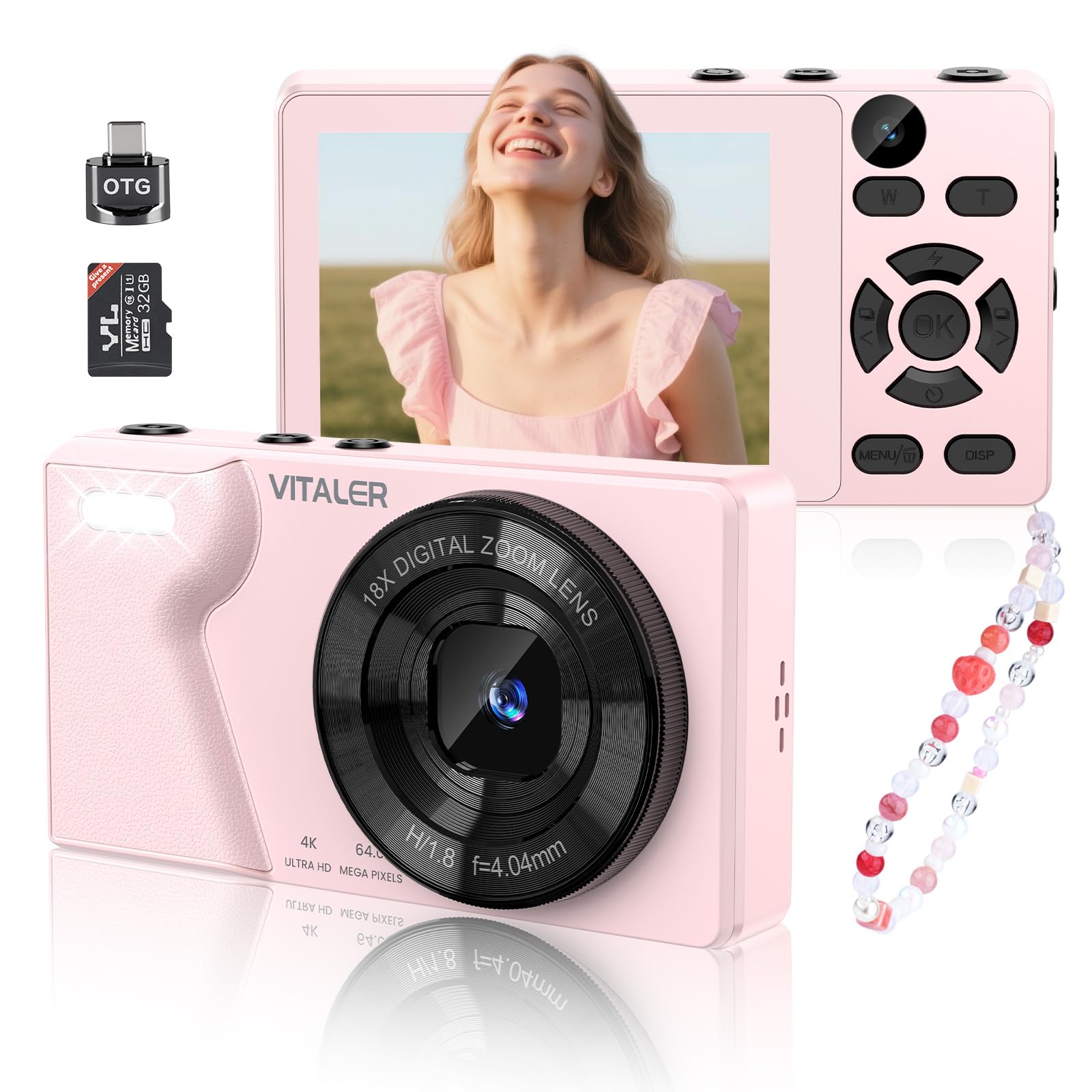 Aparat Foto Digital 64Mp 4K Cu Obiectiv Dual, Corp Din Aliaj De Zinc ...