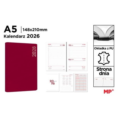 2026-os naptár A5 napi piros - eMAG.hu