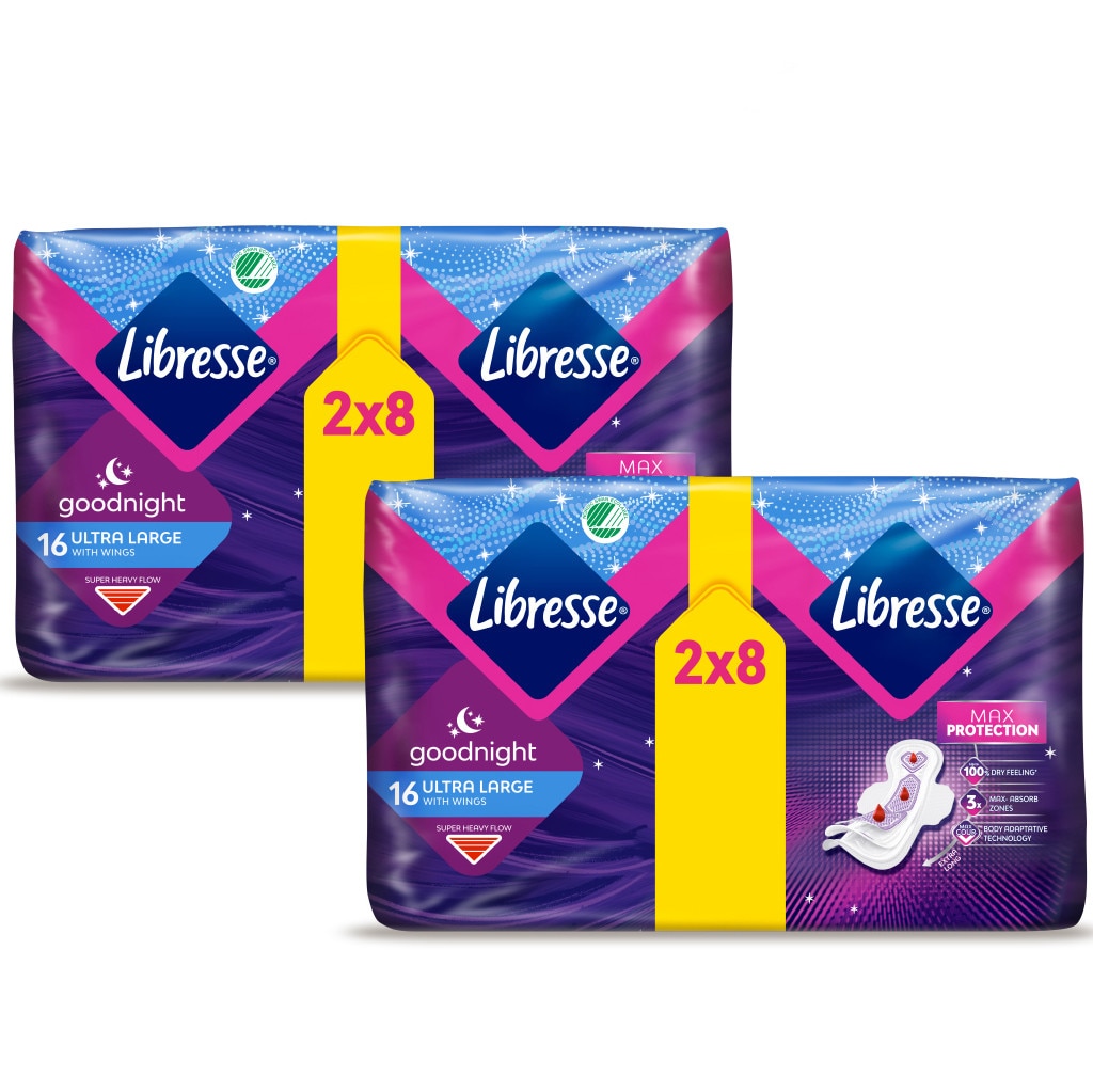 Libresse Ultra Goodnight Duo betétek, 2db 16 darabos csomag - eMAG.hu