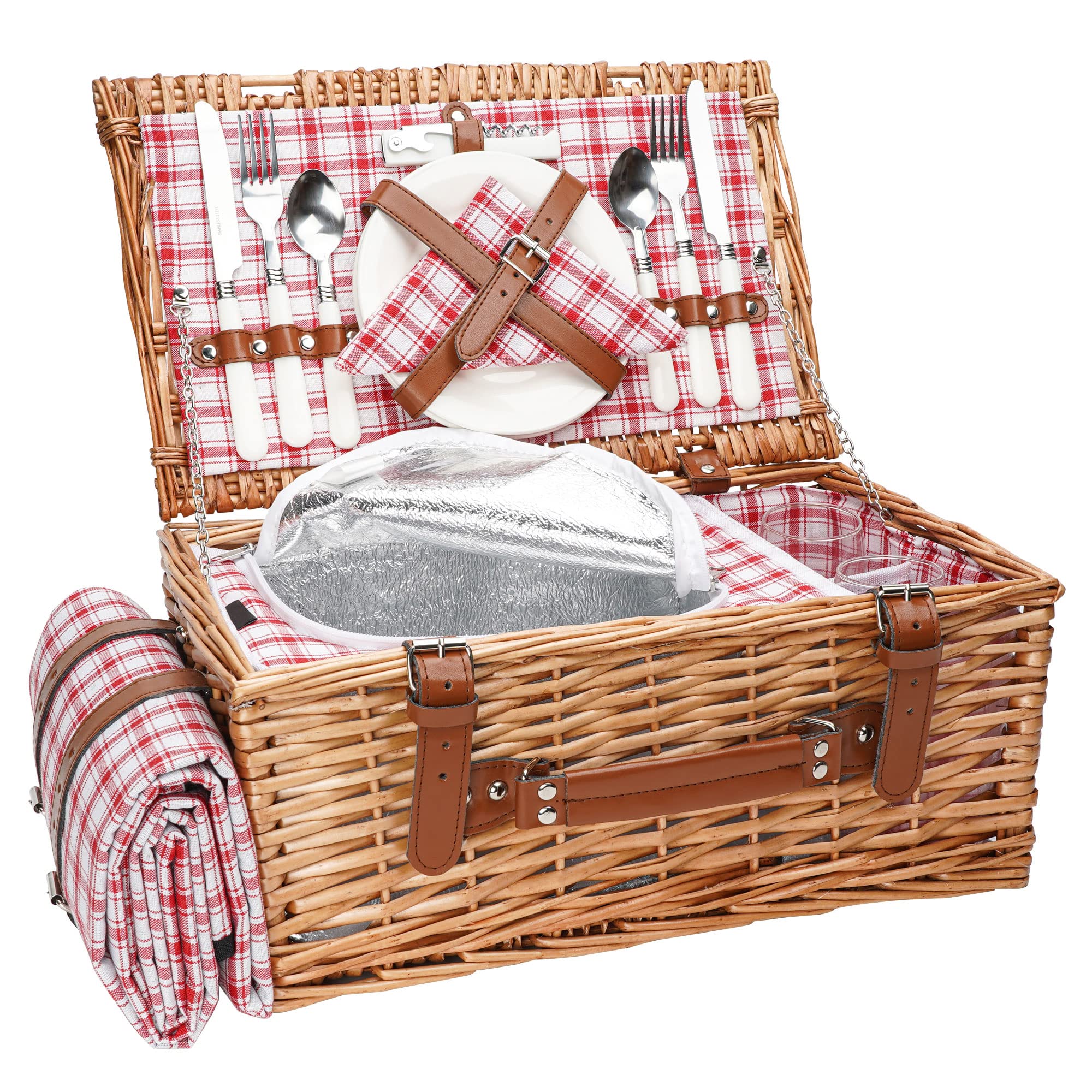 Set Cosuri De Picnic Din Rachita Pentru 2 Persoane, Cu Patura De Picnic ...