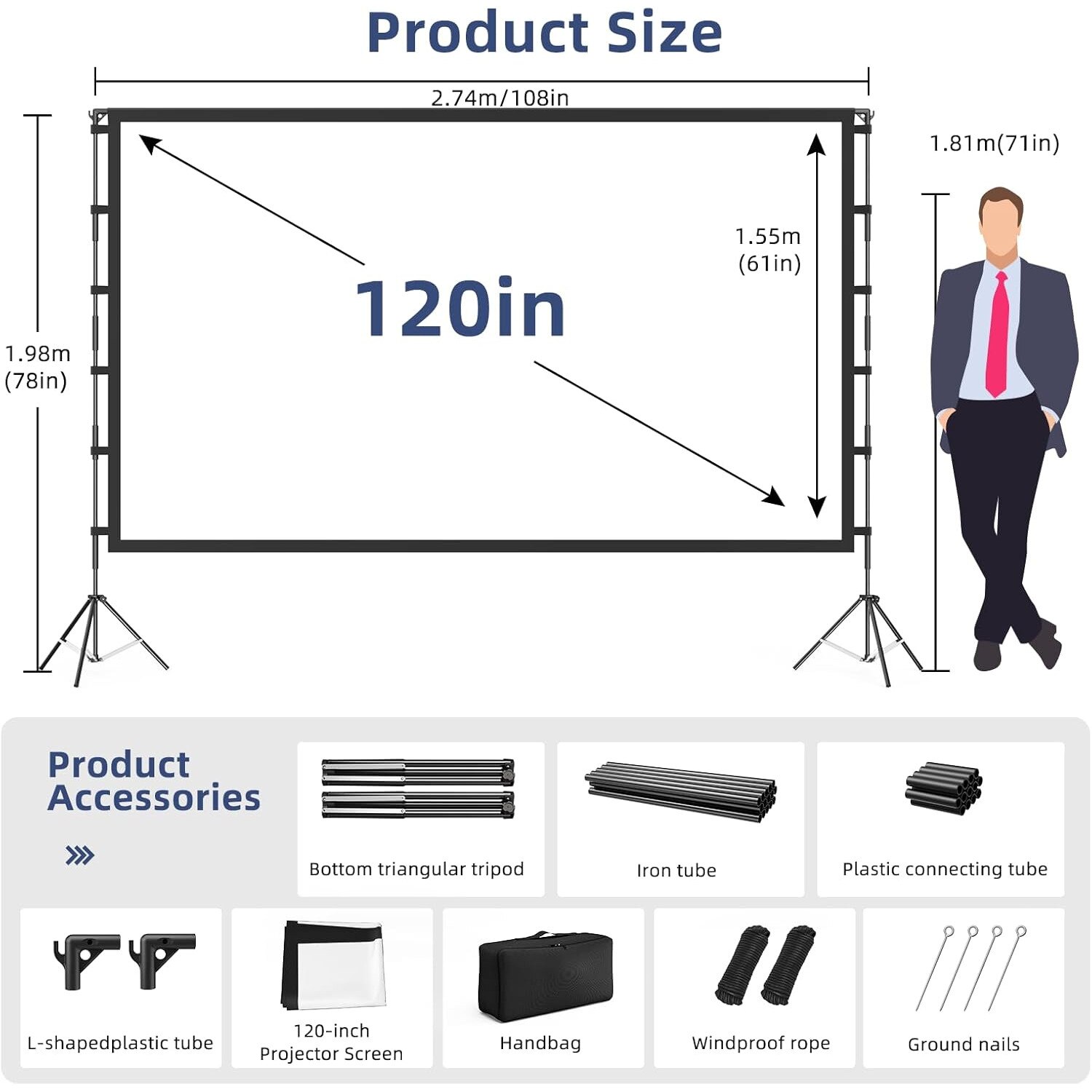 Ecran de proiectie 120", manual, trepied, 280x155cm - eMAG.ro