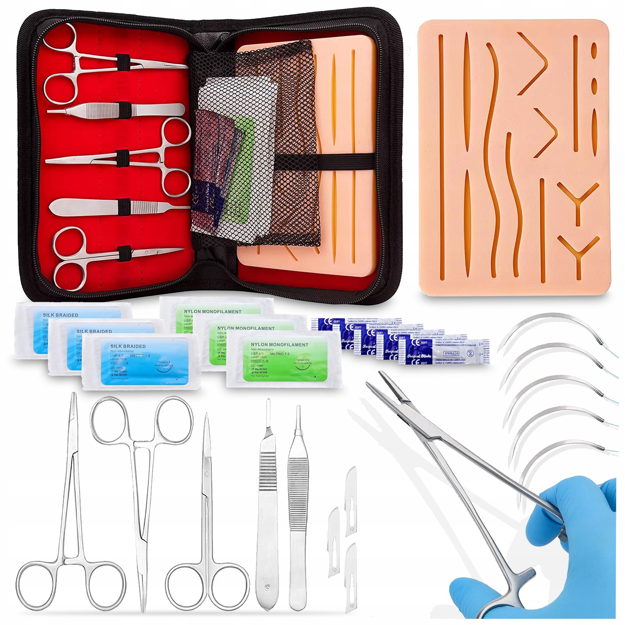 Set de invatare pentru cusut chirurgical, Pixel, 18 piese, 12x17cm ...