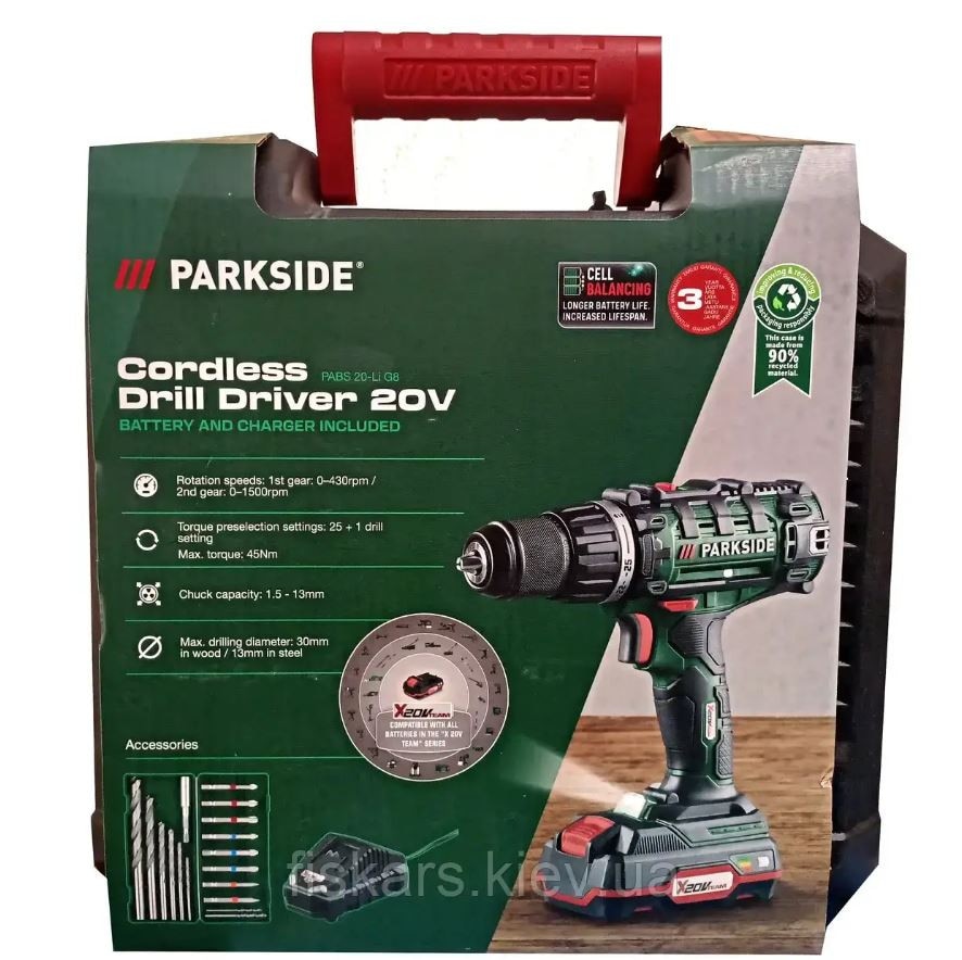 Masina de gaurit/insurubat cu acumulator ParkSide PABS 20-Li G8, 20V ...