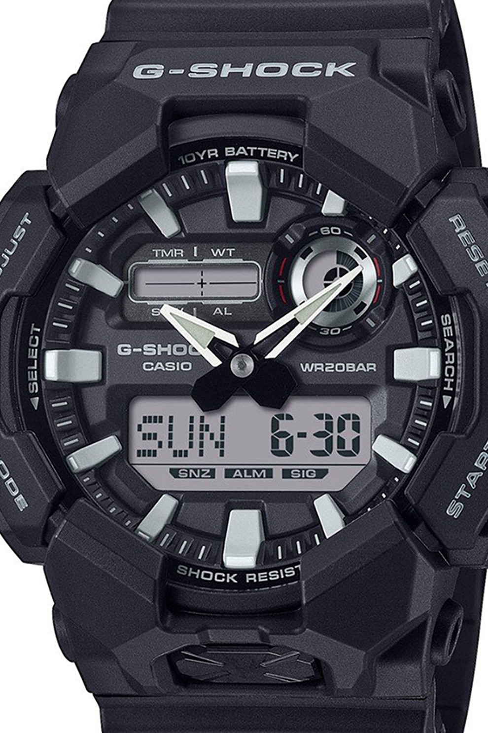 Casio, Ceas analog-digital de rasina G-Shock, Argintiu, Negru - eMAG.ro
