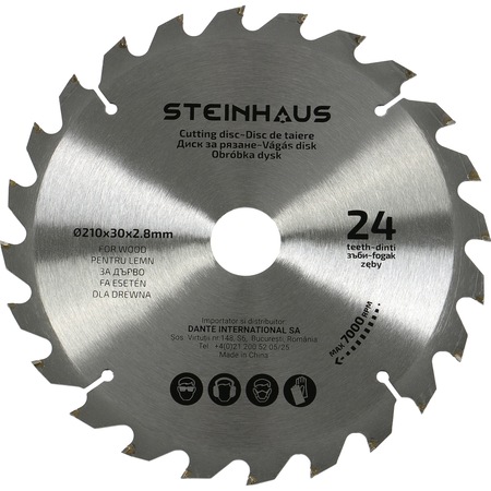 Disc de taiere lemn cu 24 dinti Steinhaus PRO-BL24, 210x30x2.8mm ...