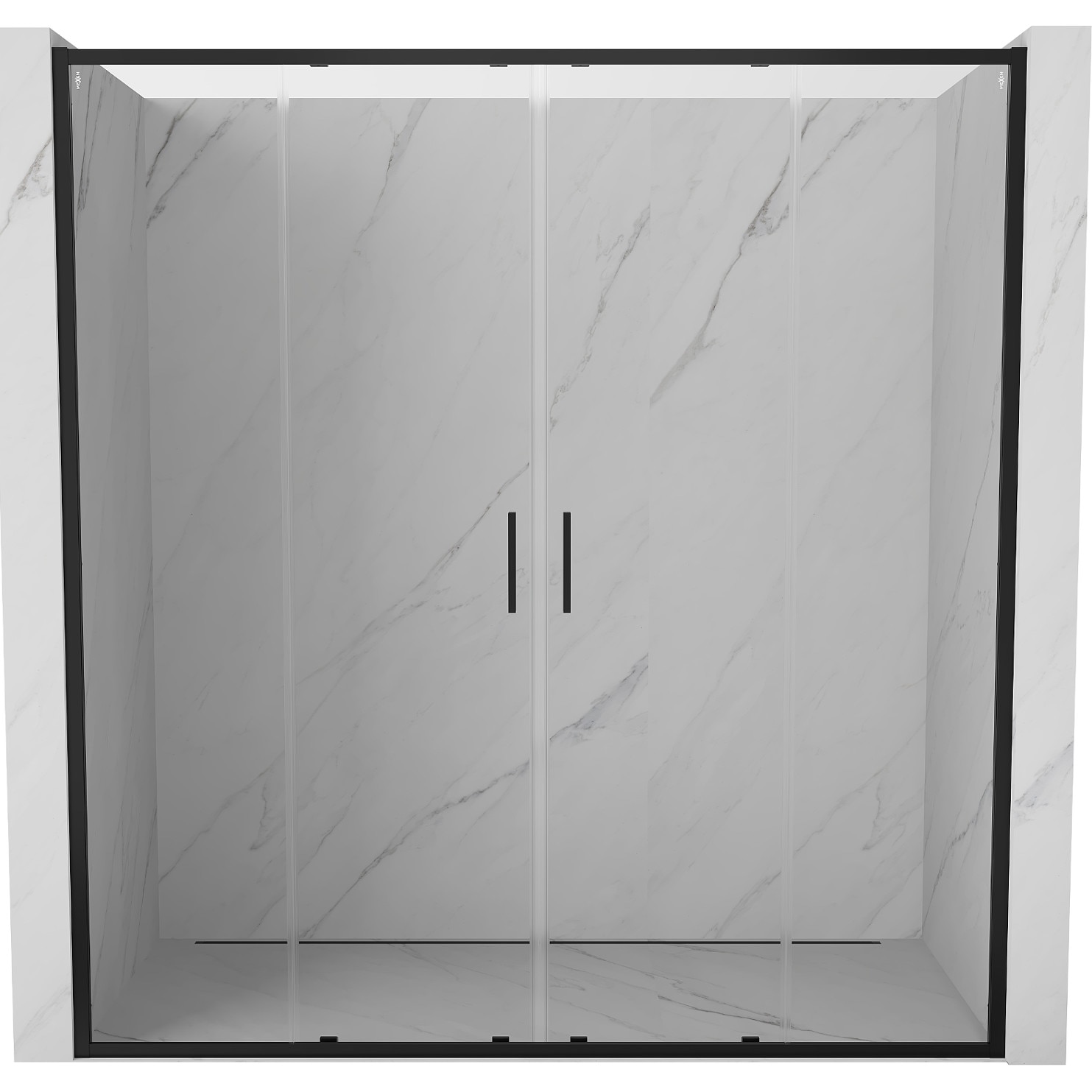 Usi de dus duble glisante Mexen Exo 180 cm, transparente, negre - 8152 ...