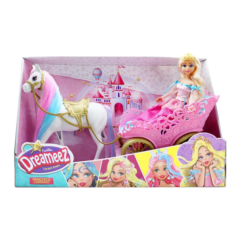Set papusa Printesa Dreameez cu caleasca si cai, multicolor - eMAG.ro