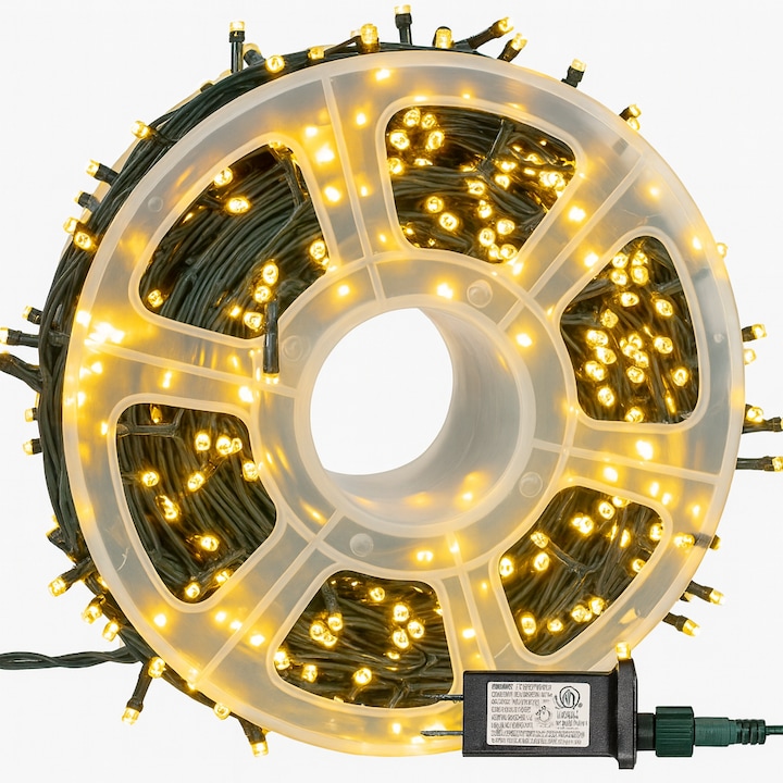 Instalatie Rola Barste 100m, 1000 led, Protectie Apa, IP 44, Alb Cald ...