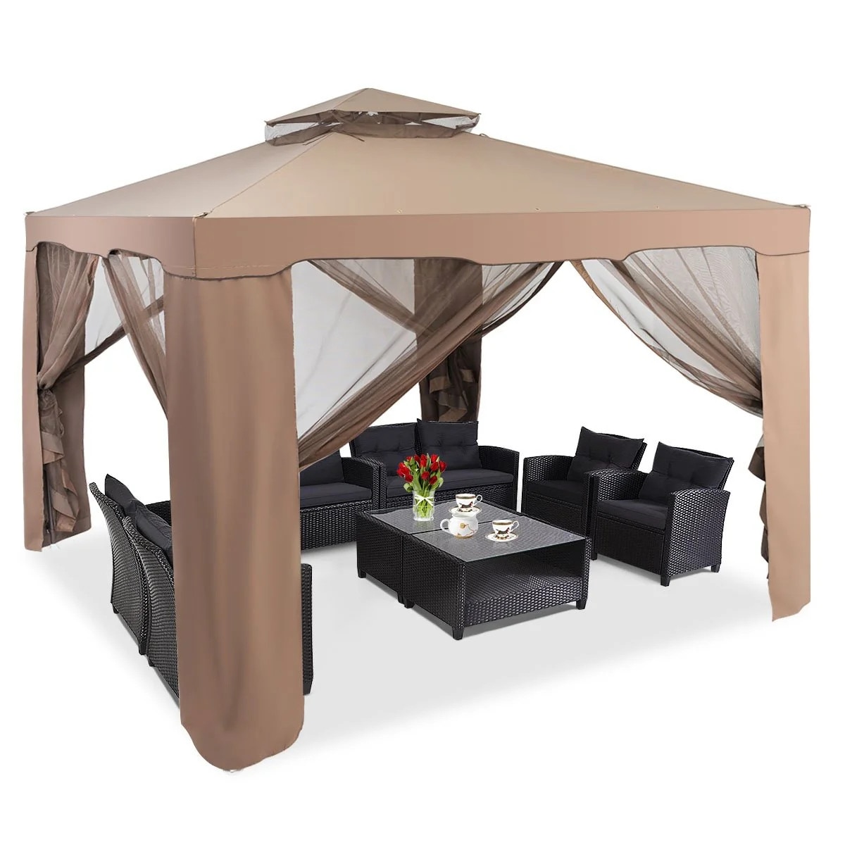 Pavilion de gradina Cort de gradina Cort de petrecere de camping cu 4 ...