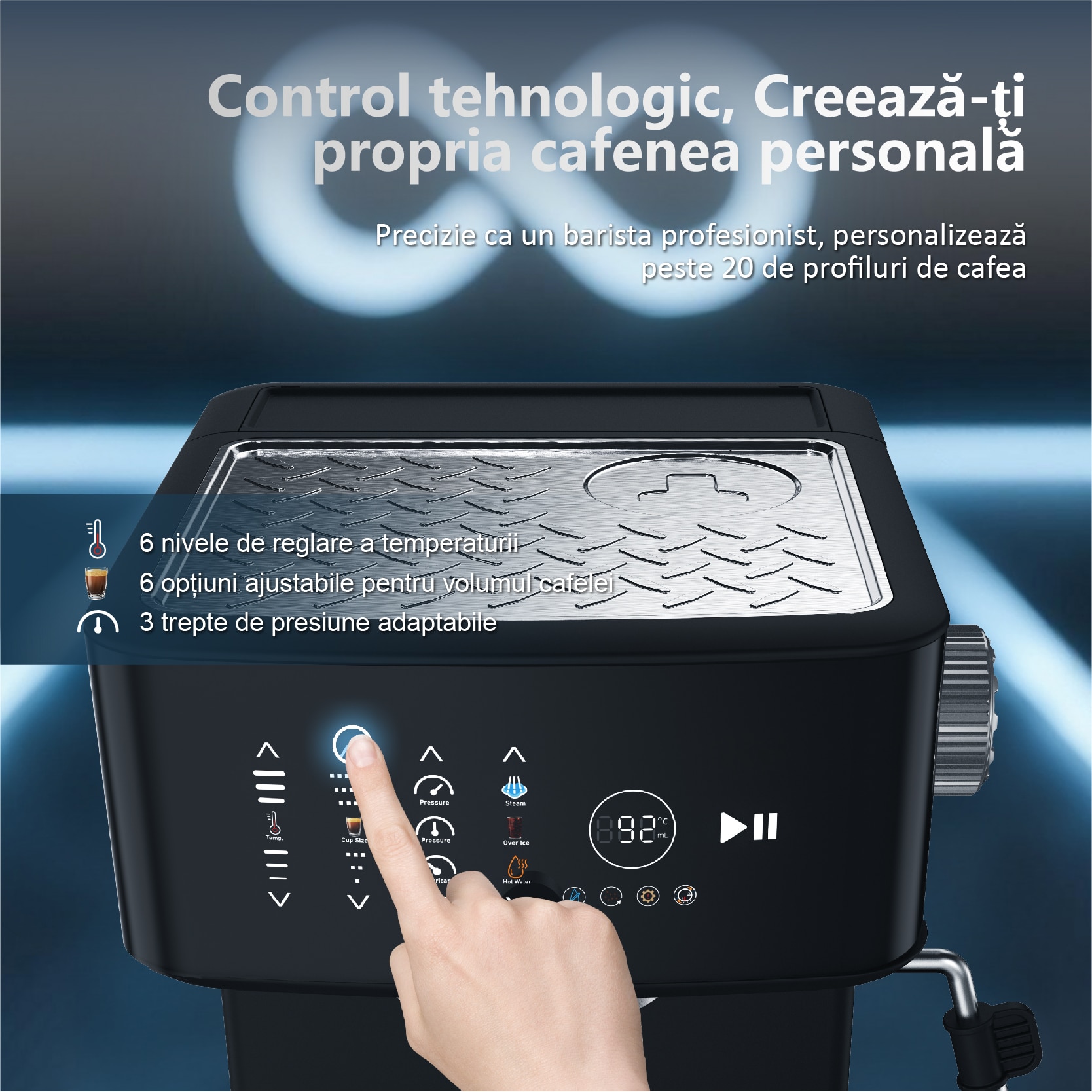 Espressor profesional 3 in 1, presiune 3 niveluri, 6 temperaturi & 6 ...