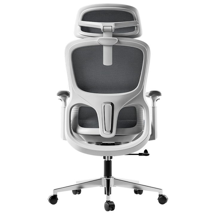 Scaun birou ergonomic Hbada P2, suport lombar 3D, plasa, alb - eMAG.ro