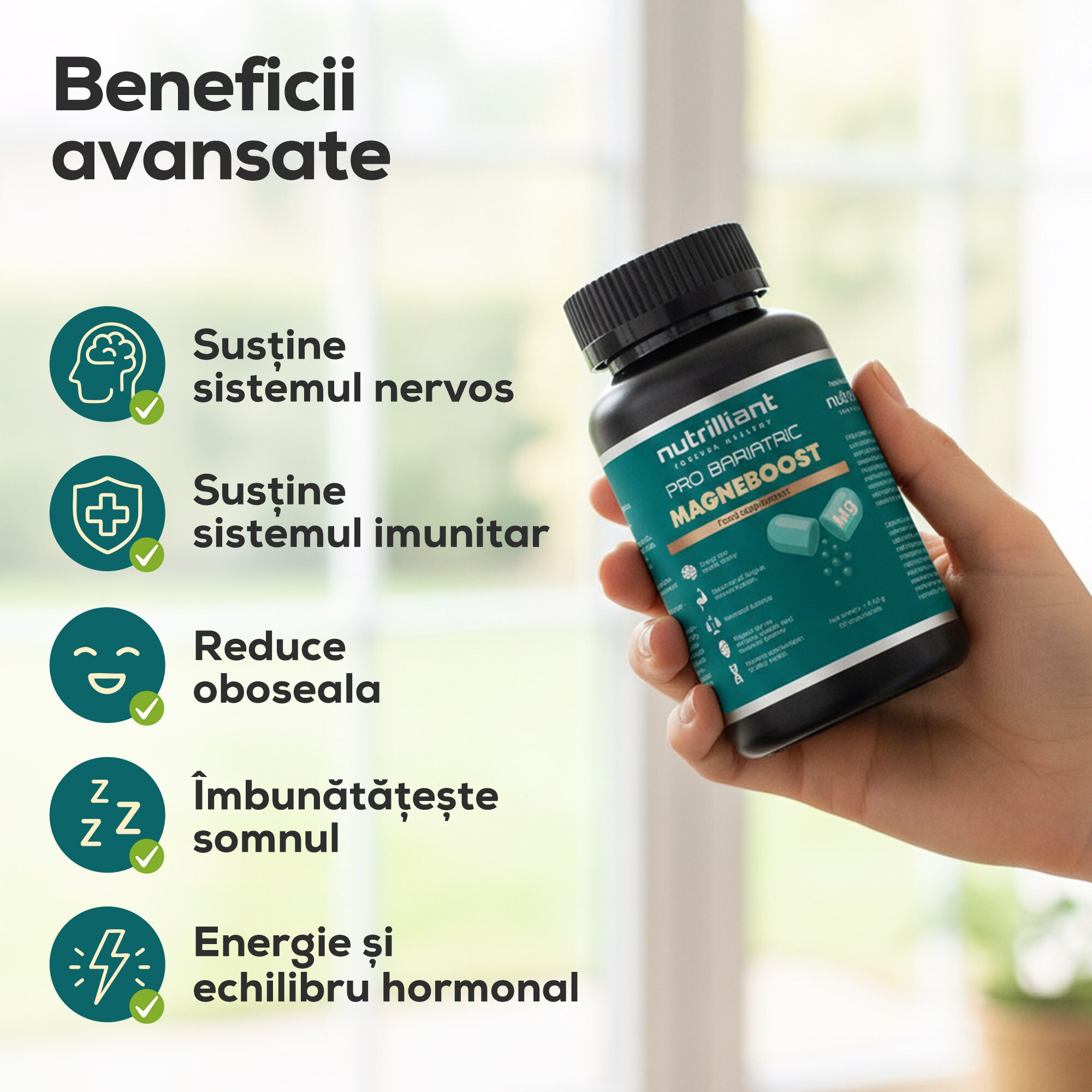 NUTRILLIANT MagneBoost| Magneziu citrat cu zinc pentru stres si energie ...