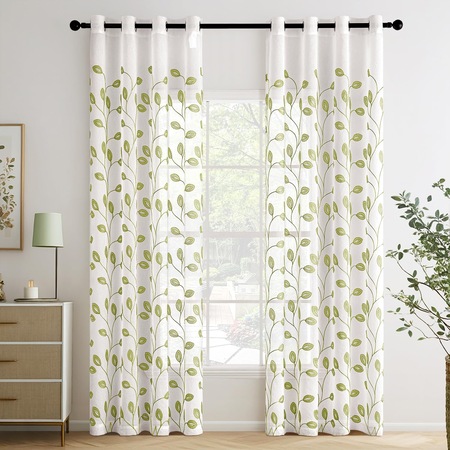 Set de 2 perdele MIULEE, 140 x 220 cm, voal transparent, cu inele ...
