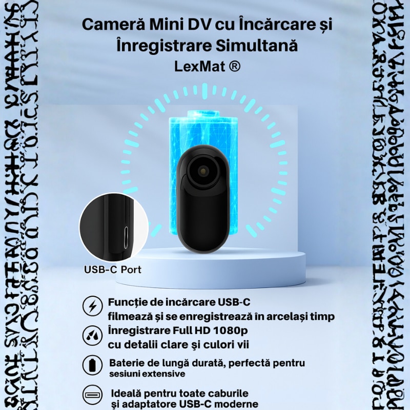 Camera Video Sport, portabila, mini, Body Cam LexMat ® Full HD 1080p cu ...