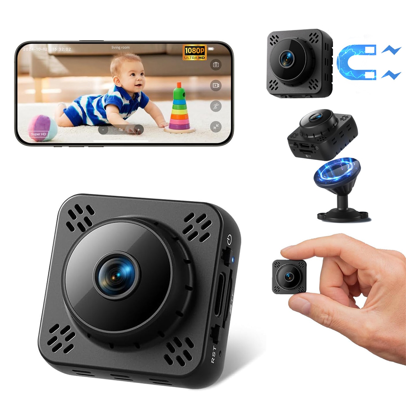Camera mini ascunsa 1080P WIFI, SHIJOOE®, Reincarcabil 1500mAh，Ultra HD ...