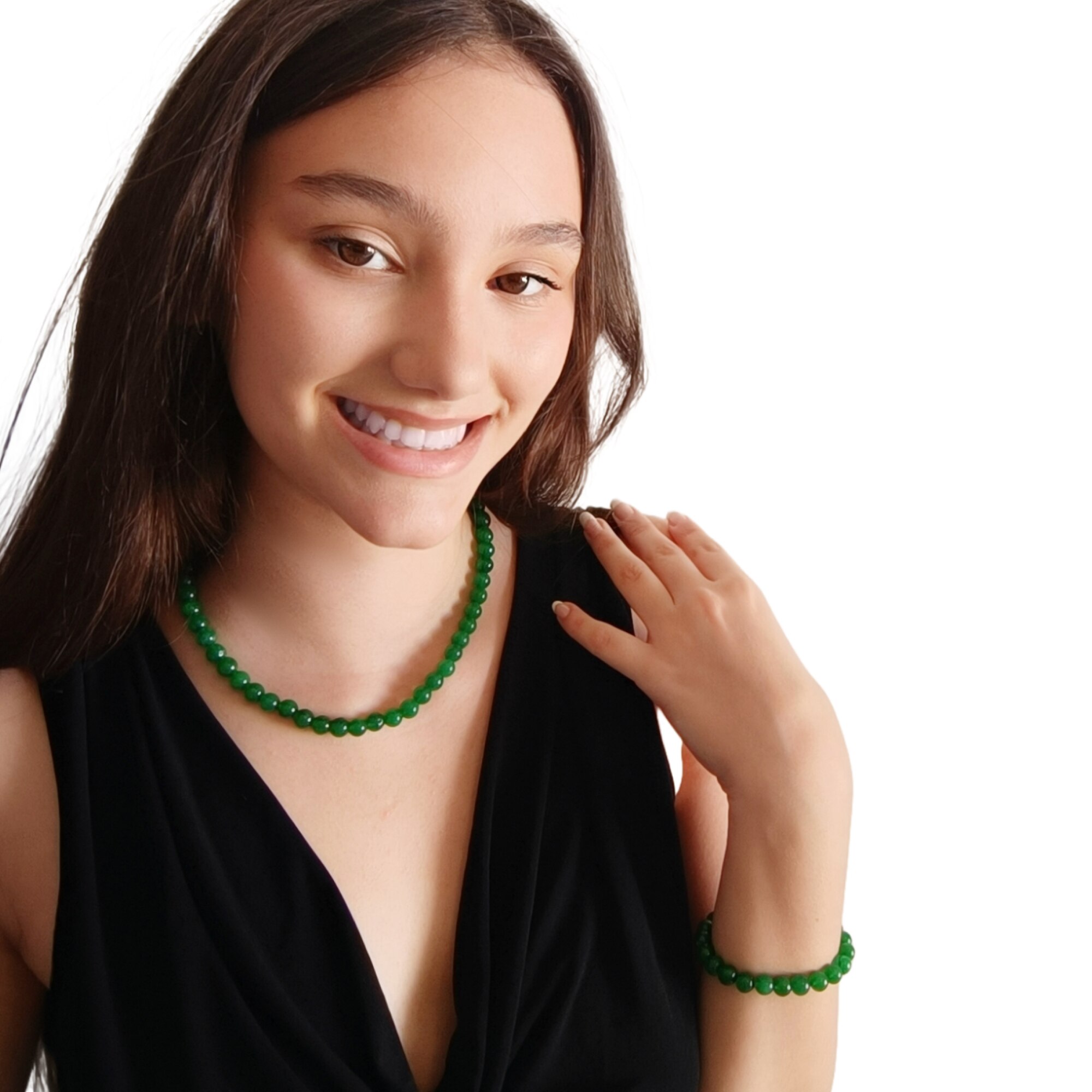 Colier Kaskadda Jad Natural Malaesian cu Inchizatoare Argint - eMAG.ro