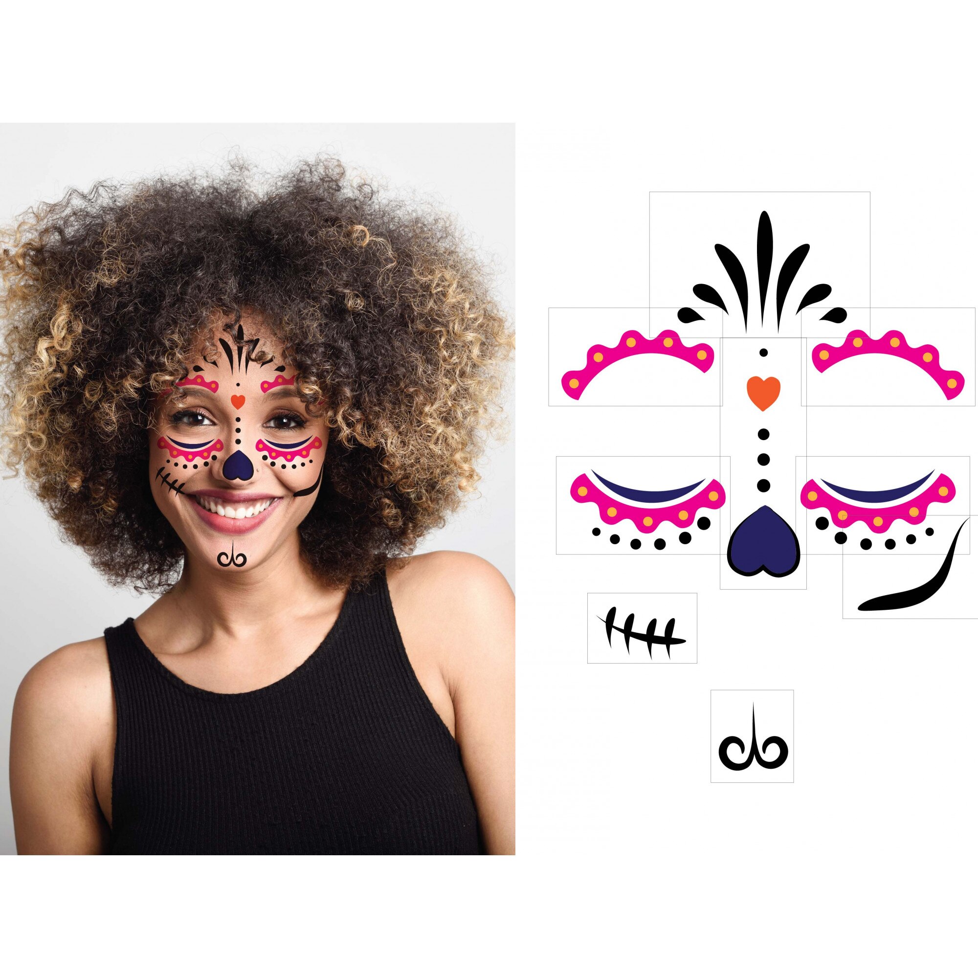 Tatuaje temporare Tatuin, Flower Skull, multicolor, 9 tatuaje - eMAG.ro