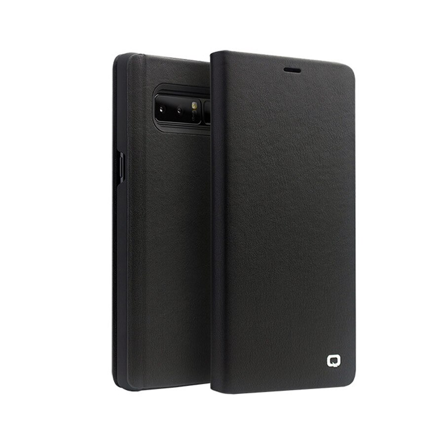 Husa piele naturala Samsung Note 8, Flip Case, Qialino, Neagra - eMAG.ro