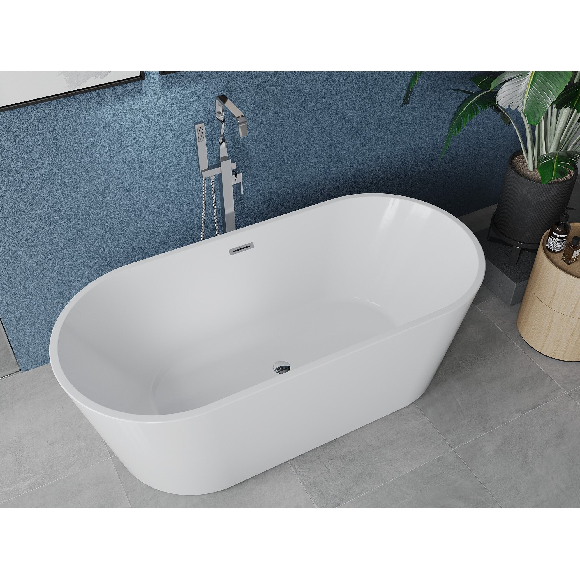 Mexen Luna cada freestanding 140 x 75 cm, alba, preaplin crom ...