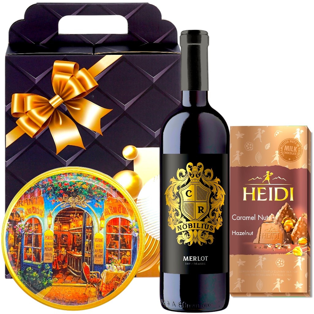 Pachet Cadou Special Gift cu Vin rosu Nobilius Demisec, Fursecuri ...