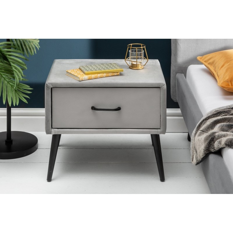 Noptieră The Home Collection, gri/negru, din catifea 100% poliester ...