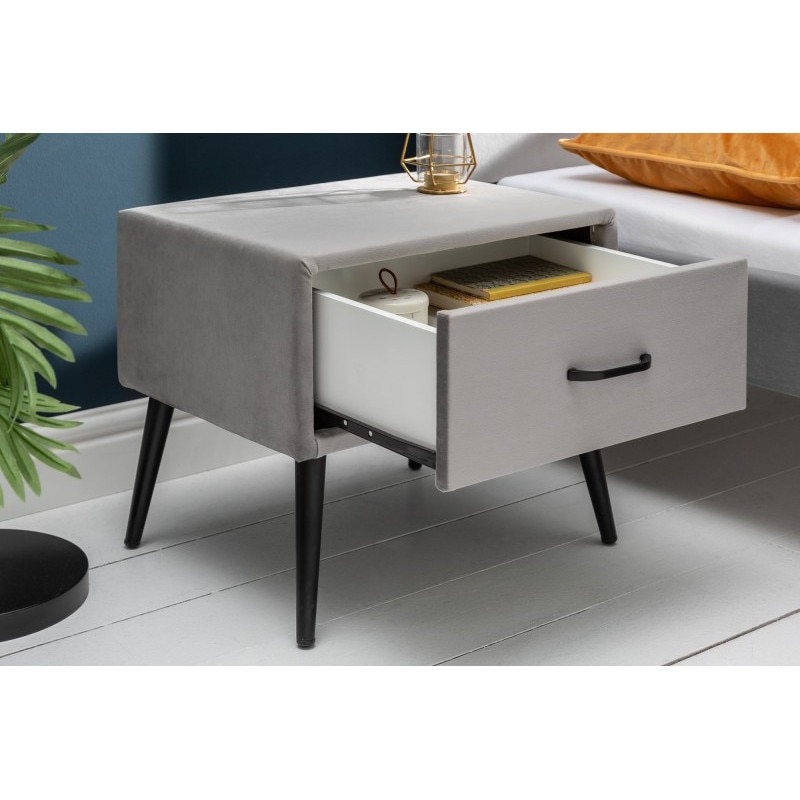 Noptieră The Home Collection, gri/negru, din catifea 100% poliester ...