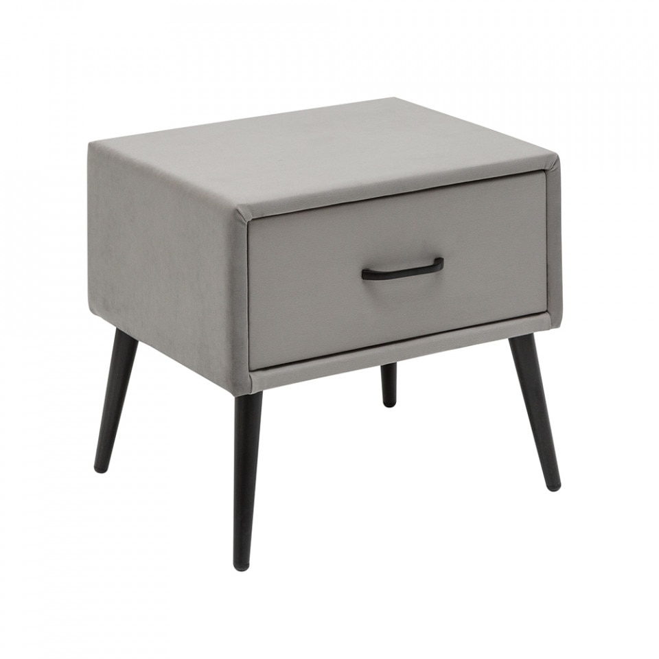 Noptieră The Home Collection, gri/negru, din catifea 100% poliester ...