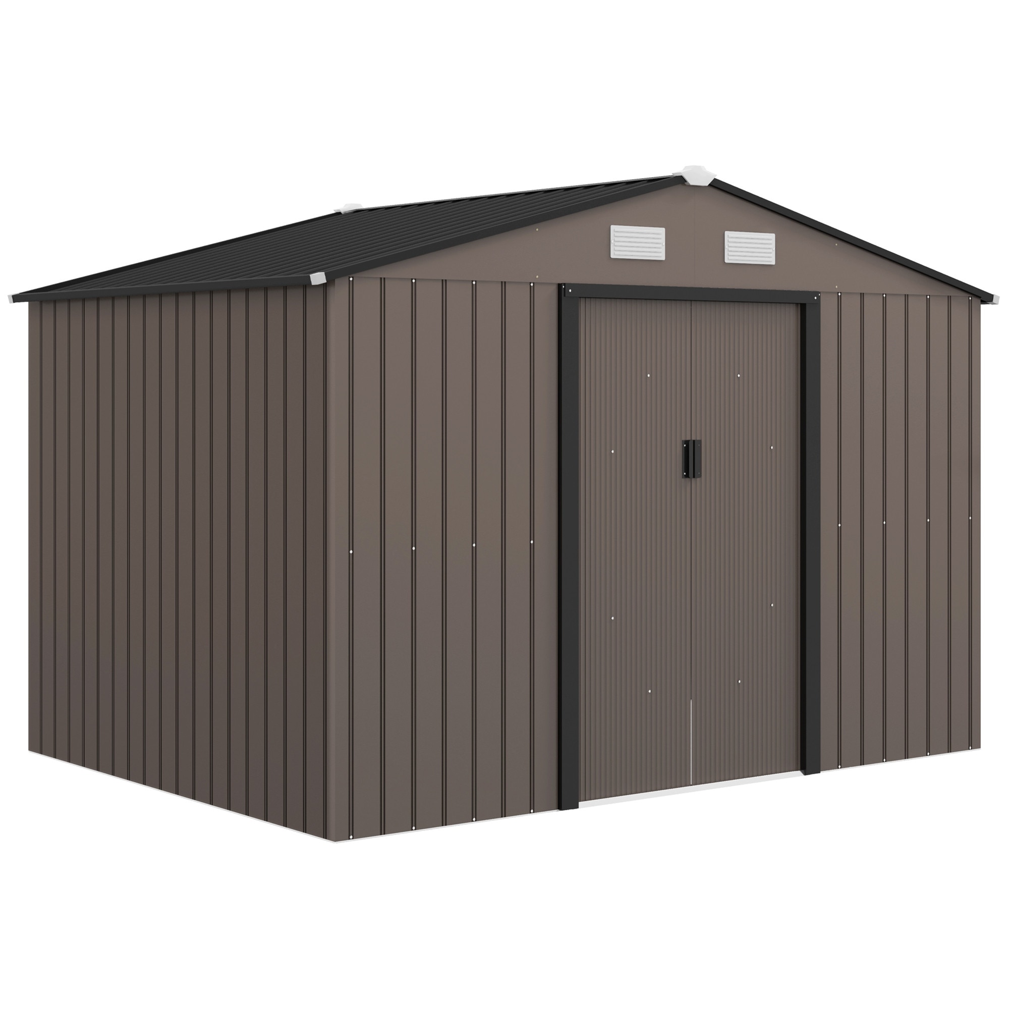 Casuta de gradina, 277x195x192 cm, din otel colorat, cu usi glisante, 4 ...