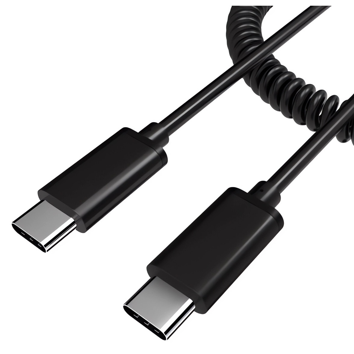 Cablul Spiralat De Date si Incarcare Bervolo® USB-C la USB-C, PD 100W ...