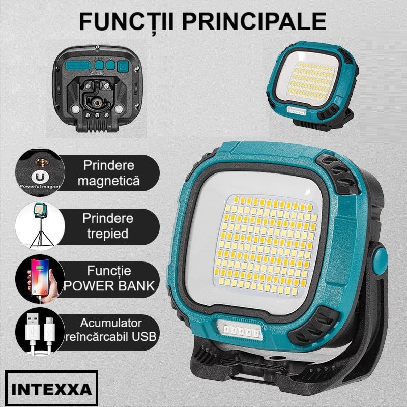 Proiector LED Reincarcabil INTEXXA, Lanterna pe Acumulatori, Functie ...