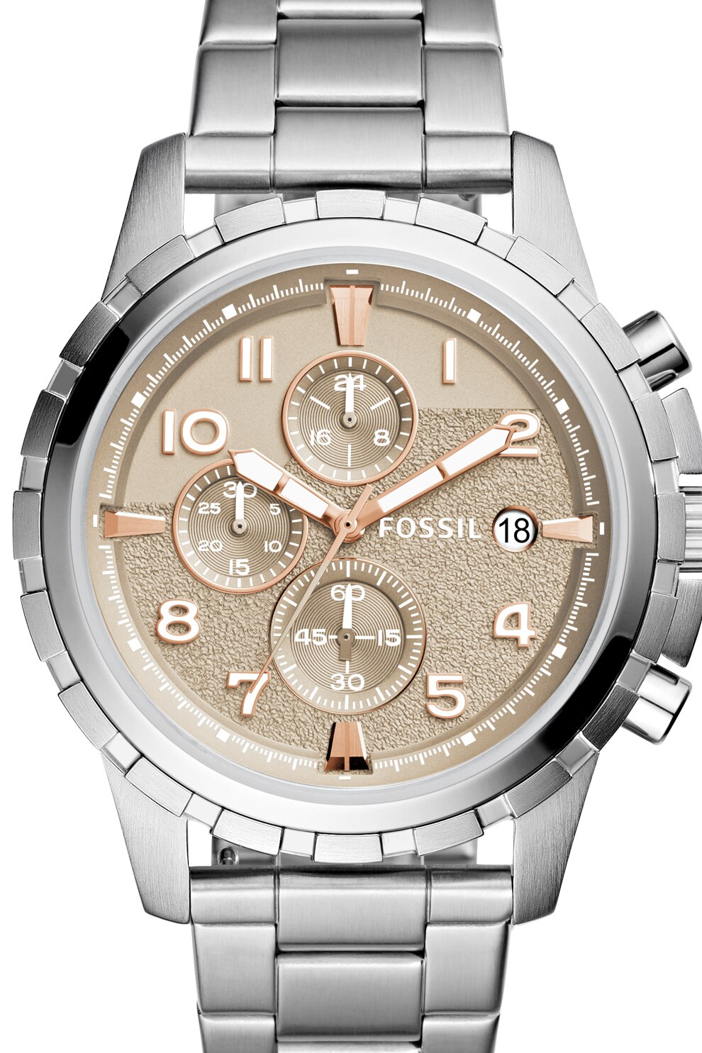 Fossil, Ceas cronograf din otel inoxidabil, Argintiu - eMAG.ro