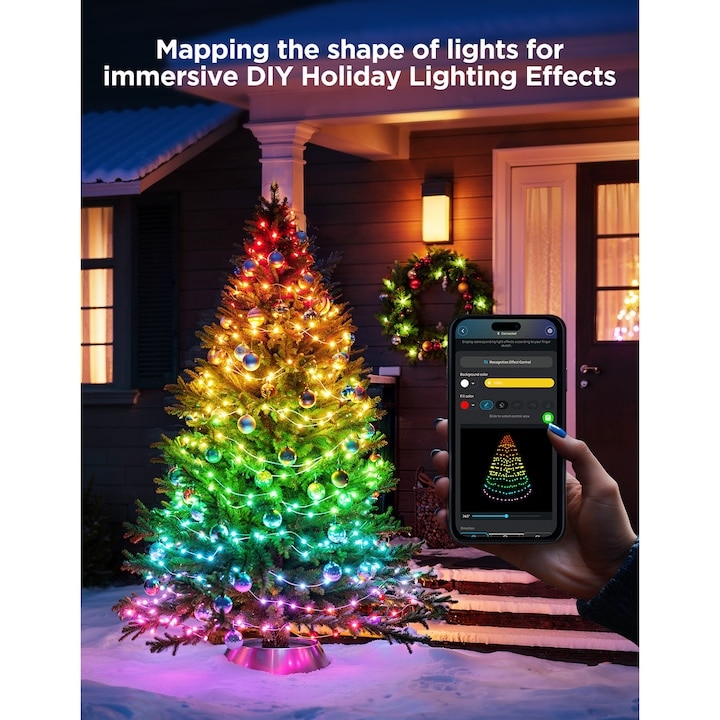 Banda LED pentru brad RGBIC Govee String Lights 2S, 20 m lungime, IP65 ...