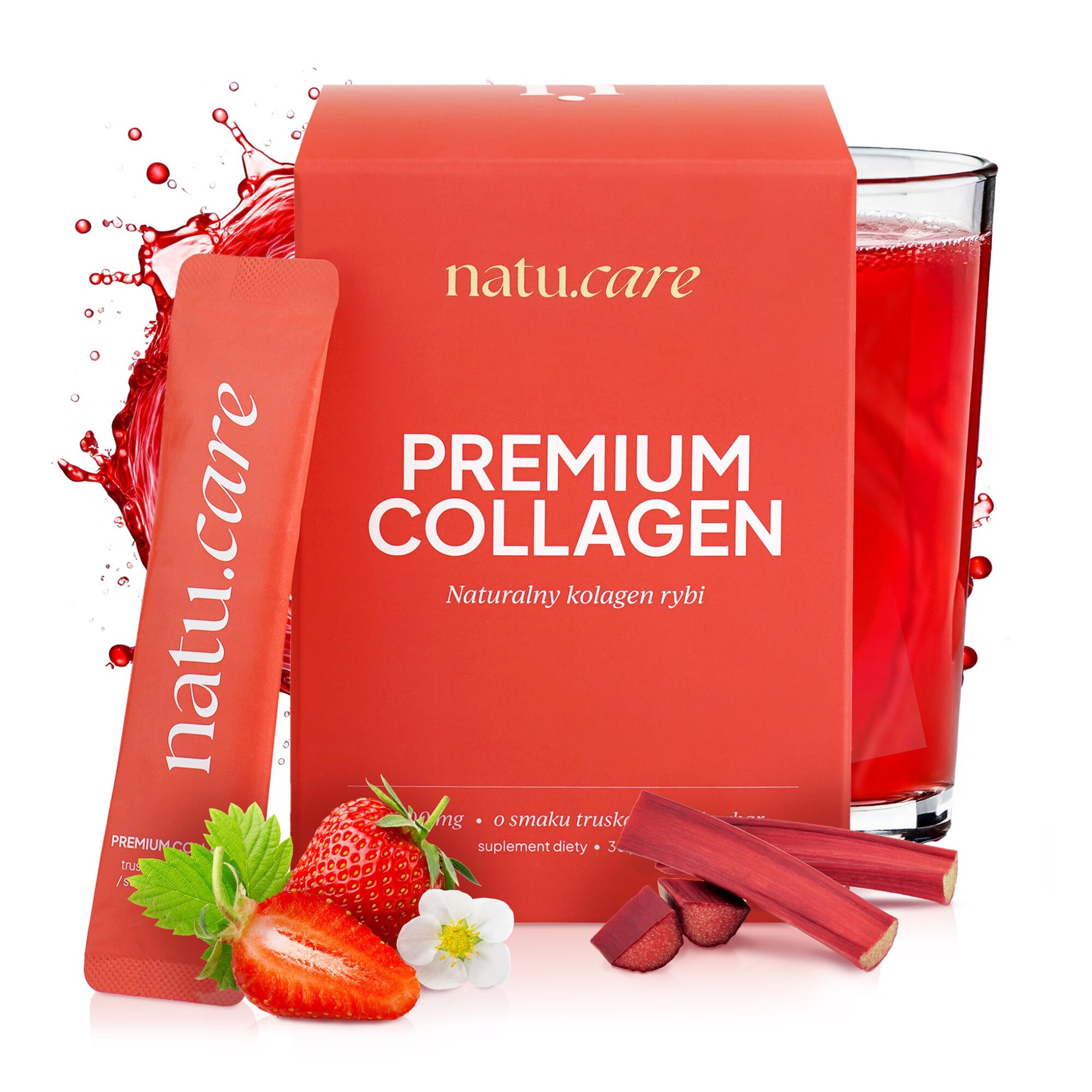 Pudră de colagen marin cu vitamina C, 5000 mg, 30 porții, căpșuni ...