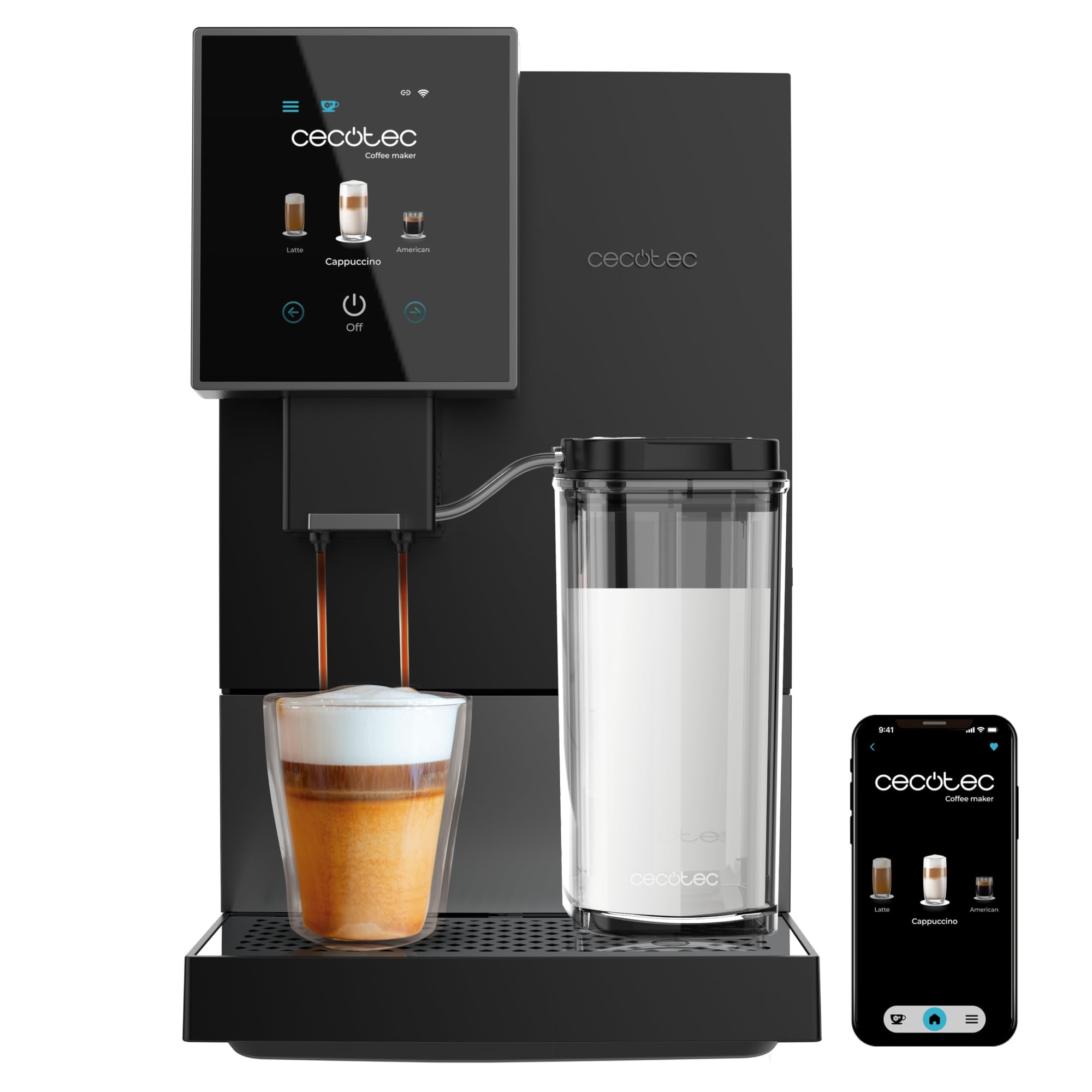 Espressor Automat CECOTEC Cremmaet Compactccino, Negru cu Oțel, 19 Bar ...