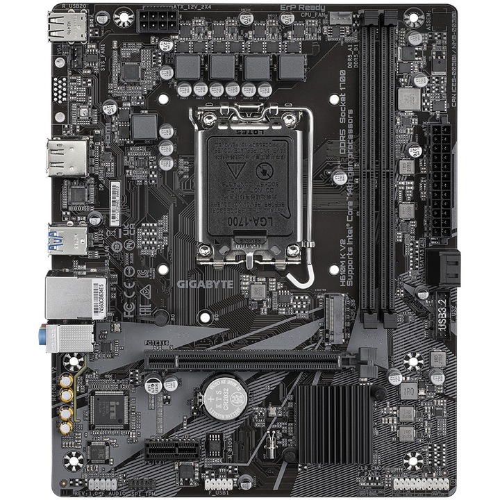 Placa de baza Gigabyte H610M K V2, LGA 1700, DDR5, mATX, Negru - eMAG.ro