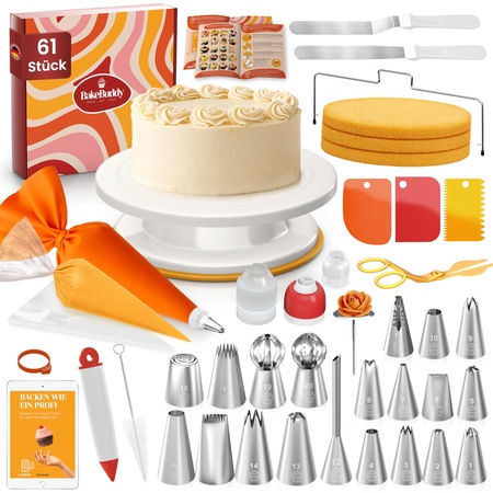 Set De Accesorii Pentru Tort Bakebuddy (61 De Piese) – Suport Rotativ ...
