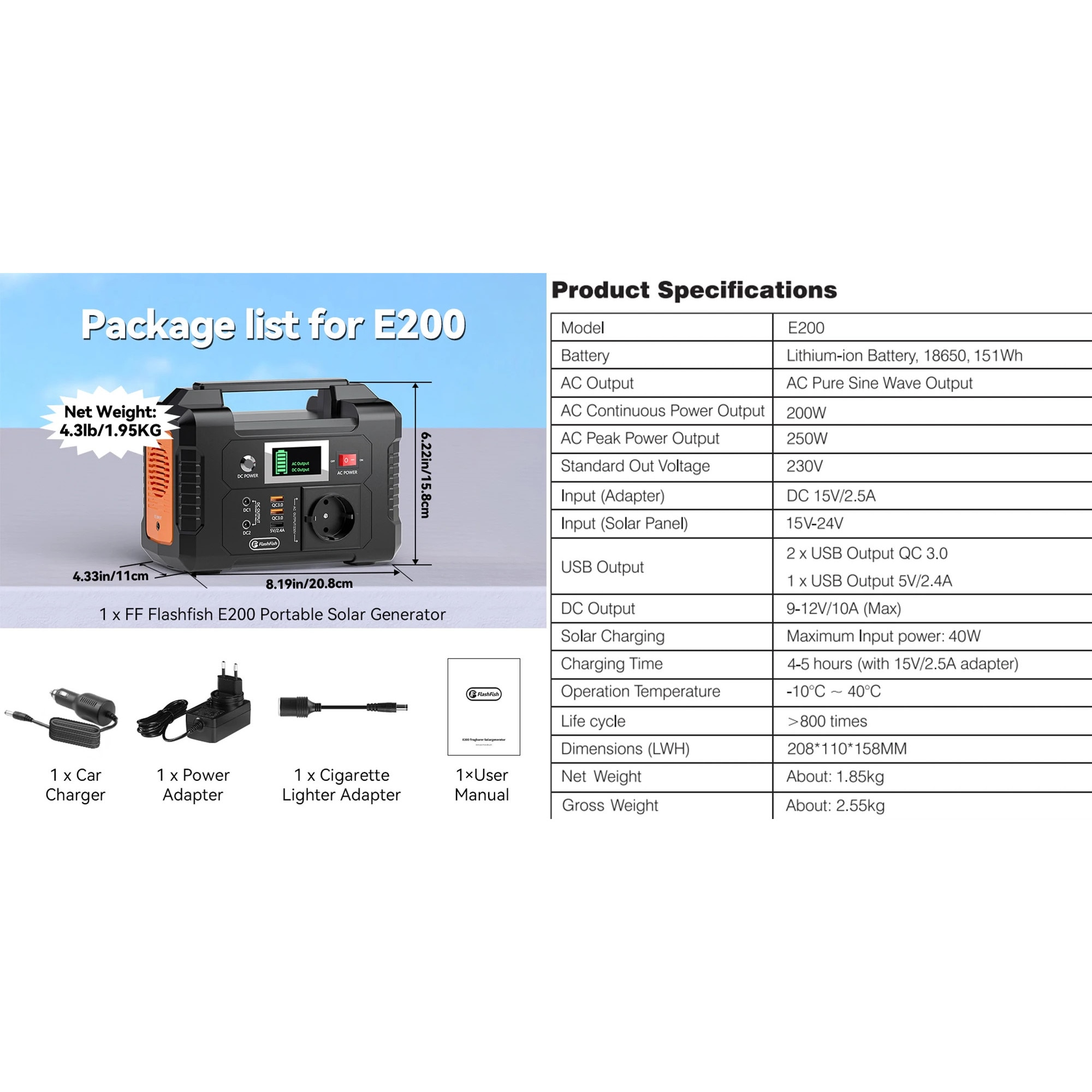 Statie de alimentare portabila, 200W, optiuni de incarcare versatile ...