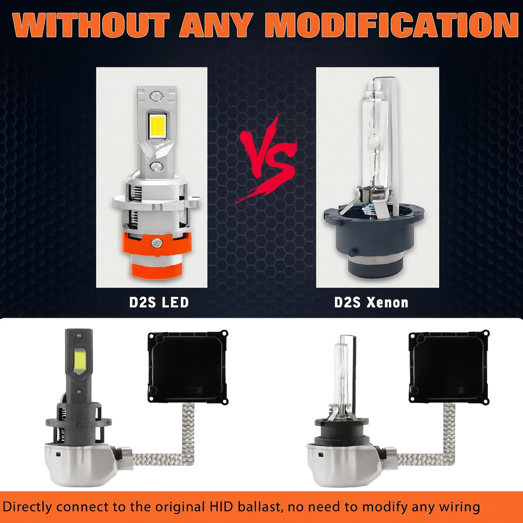 Set 2 Becuri Auto LED D2S, AutoREY®, Bec D2S LED, 70W, 24000LM, Lumina ...