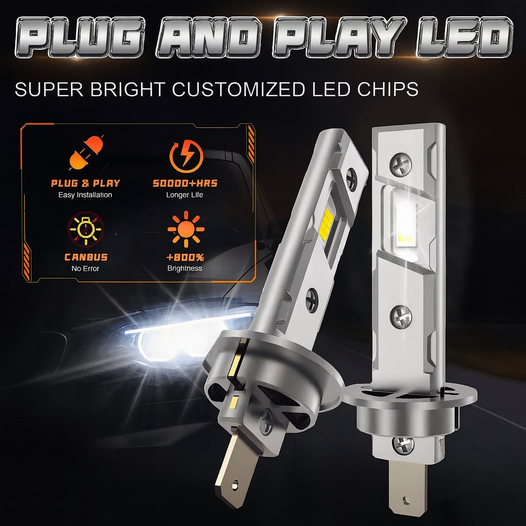 Set 2 Becuri Auto LED H1, AutoREY®, Bec H1 LED, 120W, 6000K, Cu ...