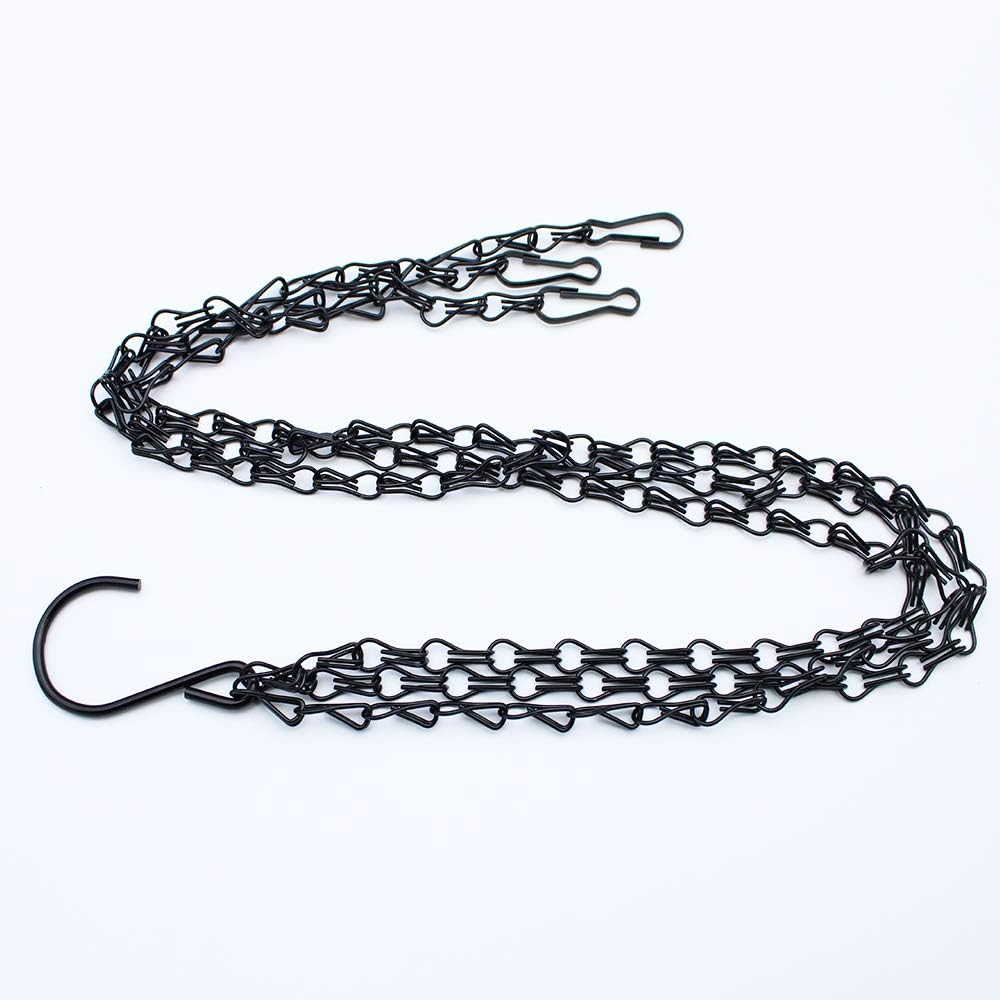 Set de 4 lanturi metalice pentru ghivece, 41cm, negru, rezistente la ...