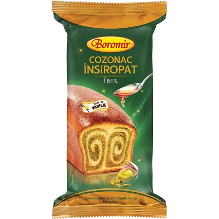 Cozonac Insiropat cu sirop de vanilie, crema fistic 550g - eMAG.ro