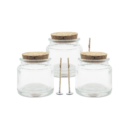 Set 3 bucati recipiente pentru lumanare din sticla transparenta 100 ml ...