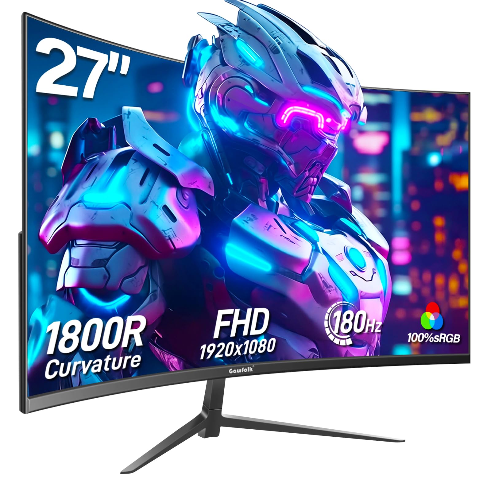 Monitor De Gaming Curbat Gawfolk De 27 Inch Qhd 165Hz, Ecran Pc Curbat ...