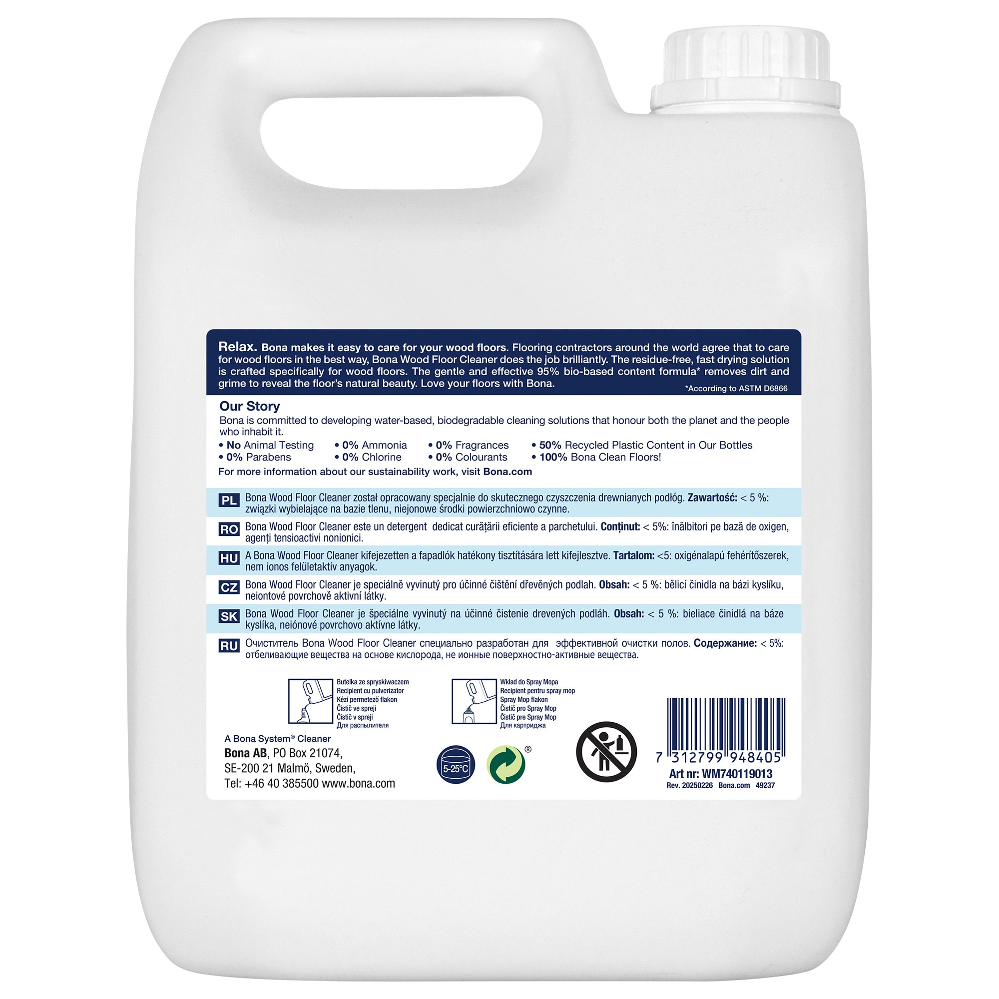 Detergent Bona pentru Parchet Lacuit – rezerva economica 4 L, bio-based ...