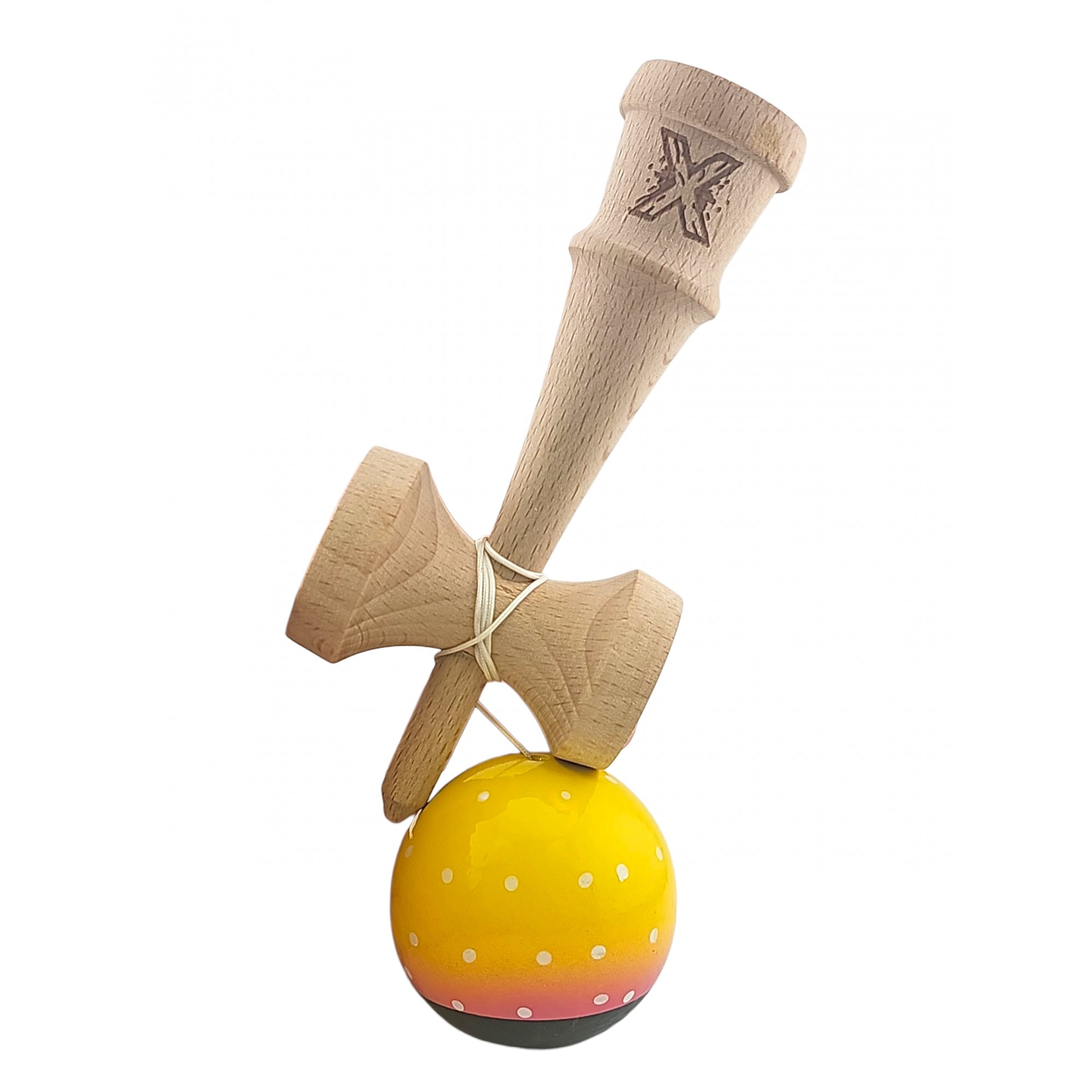 Kendama Originala, Profesionala, din Lemn, Super Sticky, 18 cm, Galben ...